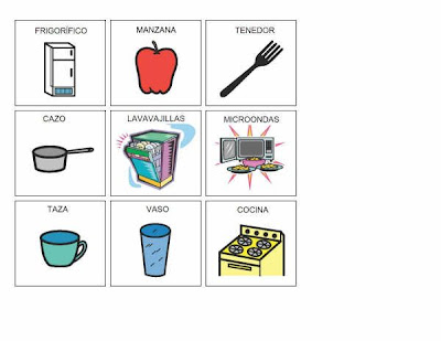 EJERCICIOS DE PERCEPCIÓN: OBJETOS DE LA COCINA : FICHAS PARA NIÑOS